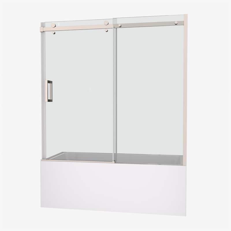 Bathtub Sliding Shower Door with 5/16" Tempered Glass - Overstock - 41189237